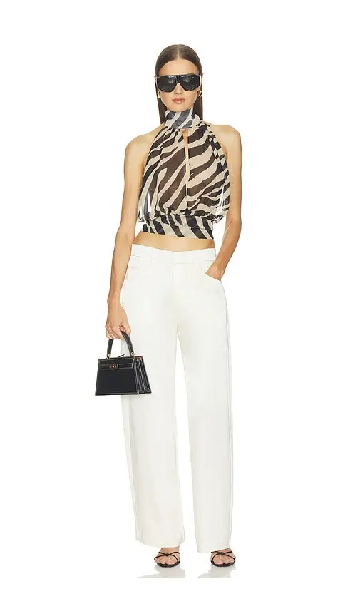 Superdown Skylah Open Back Top In Black & White