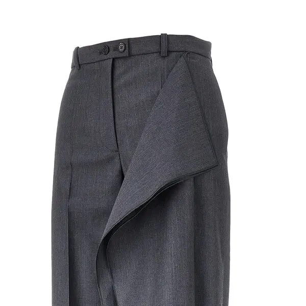 JIL SANDER Draped-effect Fil-à-fil Wool Pants