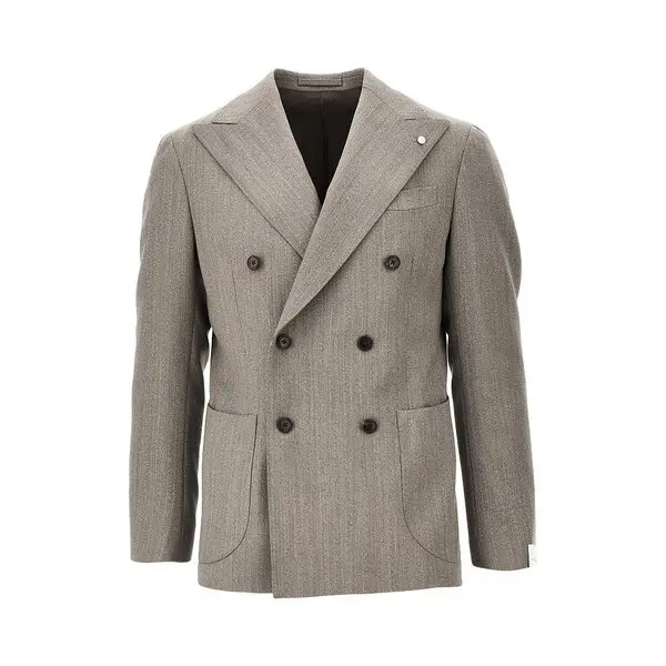 LUIGI BIANCHI Herringbone Wool Double-breasted Jacket