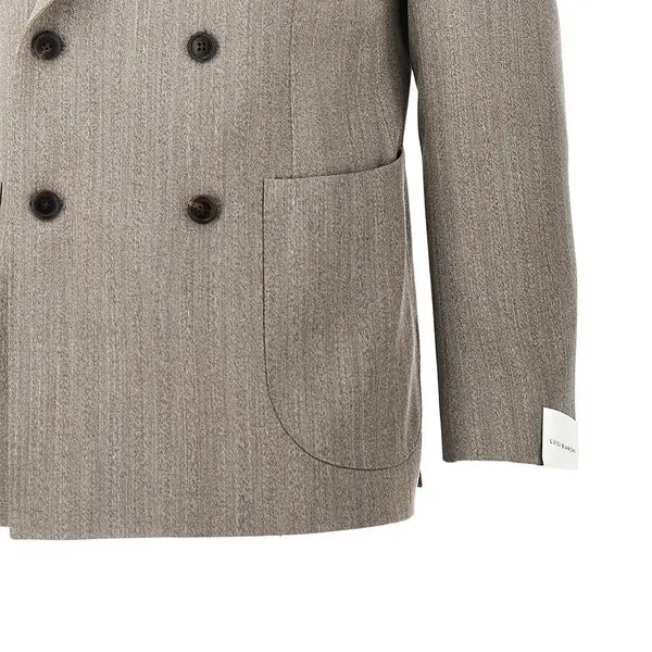 LUIGI BIANCHI Herringbone Wool Double-breasted Jacket