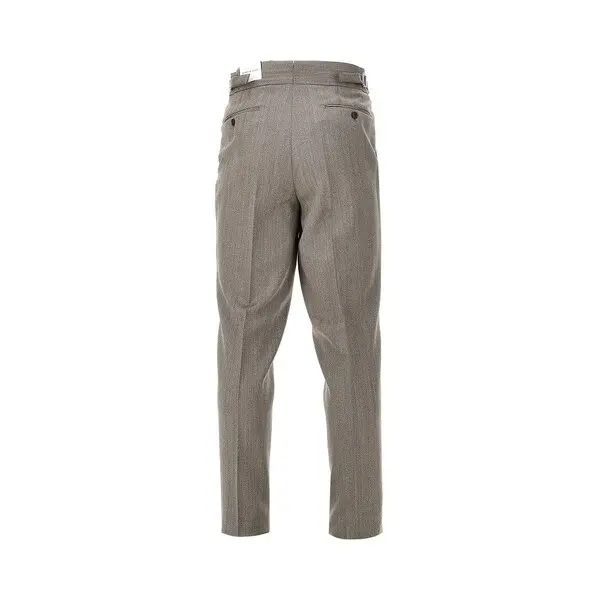 LUIGI BIANCHI Pleated Chevron Wool Pants