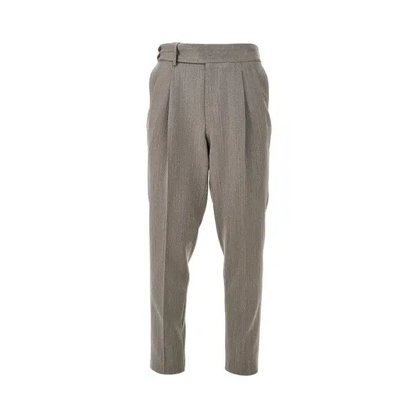 LUIGI BIANCHI Pleated Chevron Wool Pants