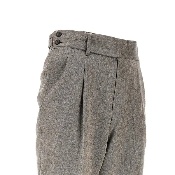 LUIGI BIANCHI Pleated Chevron Wool Pants
