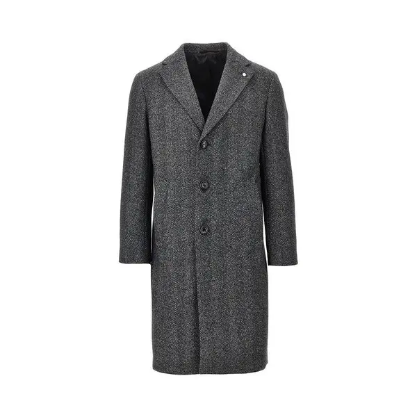 LUIGI BIANCHI Herringbone Wool Midi Coat