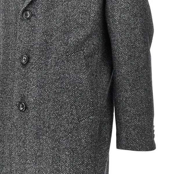 LUIGI BIANCHI Herringbone Wool Midi Coat