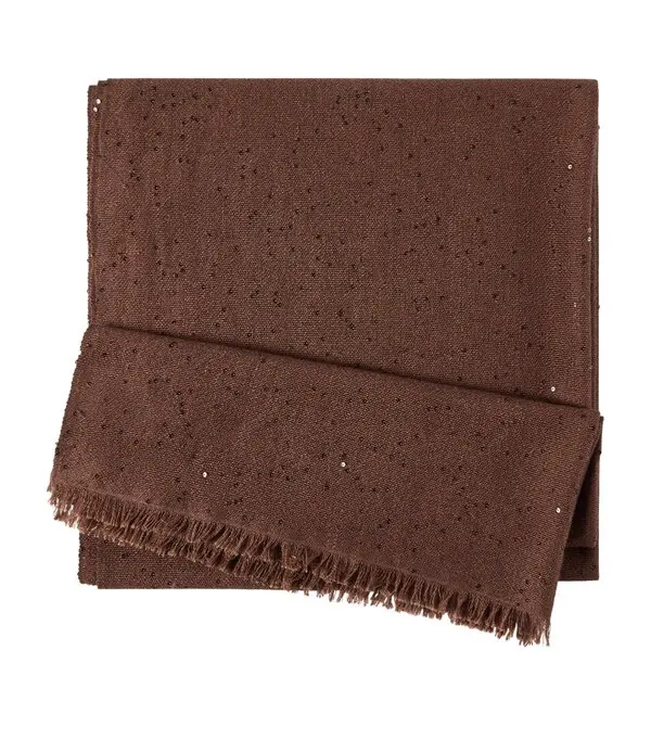 Brunello Cucinelli Cashmere-silk Embellished Scarf