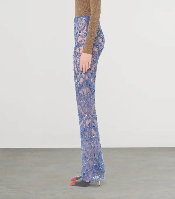 Valentino Garavani Lace Sequinned Flared Trousers