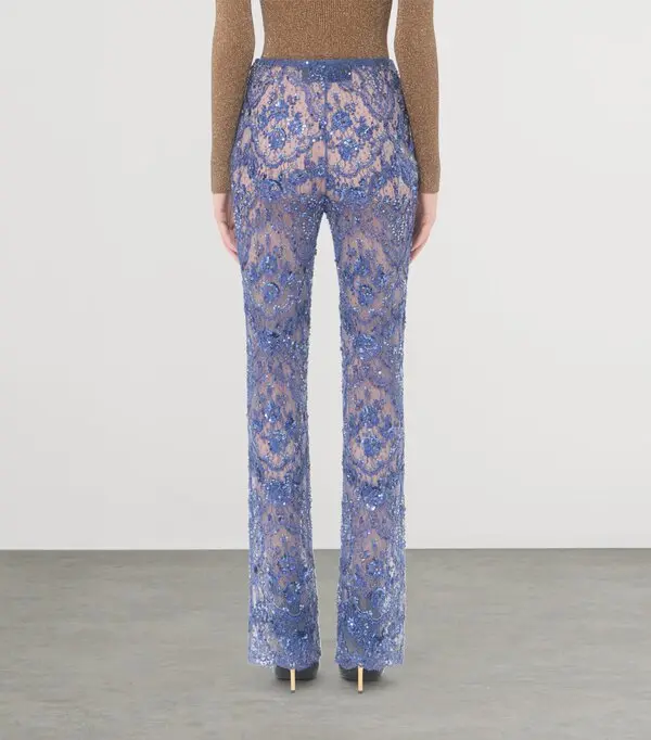 Valentino Garavani Lace Sequinned Flared Trousers