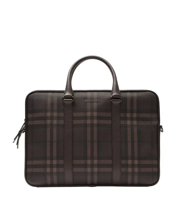 Burberry Canvas City Check Briefcase