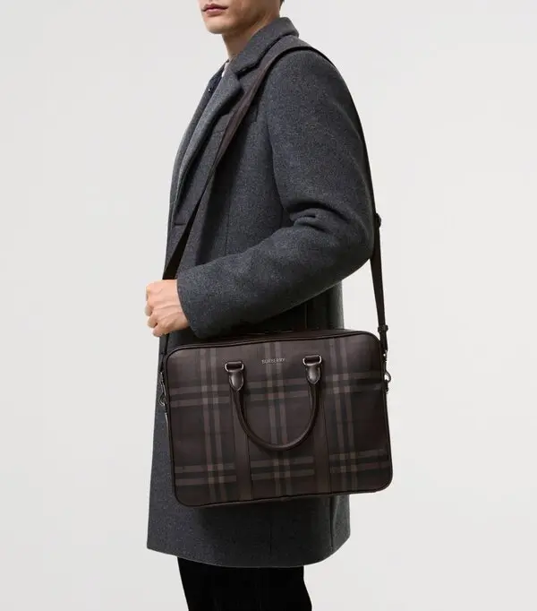 Burberry Canvas City Check Briefcase
