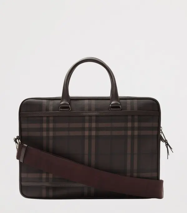 Burberry Canvas City Check Briefcase