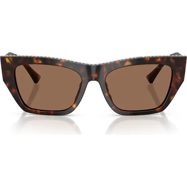 JIMMY CHOO Jc5035bf 54mm Cat Eye Sunglasses - Havana/dark Brown
