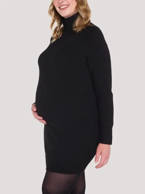 Motherhood Maternity Turtleneck Long Sleeve Sweater Dress - Black