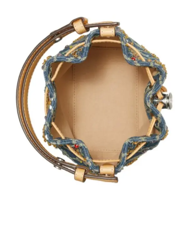 Tory Burch T Monogram Mini Denim Bucket Bag