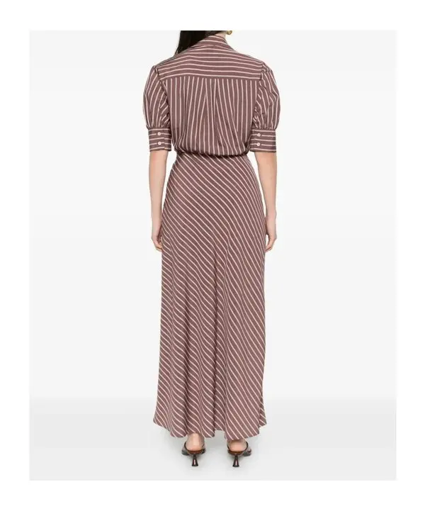 Pinko Striped Short Sleeve Maxi Shirt Dress