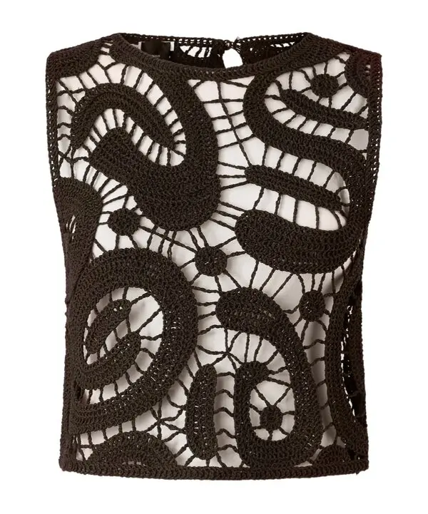 Pinko Geometric Crocheted Sleeveless Top - Brown