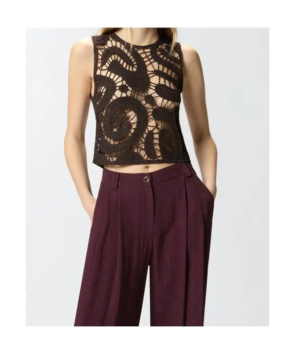 Pinko Geometric Crocheted Sleeveless Top