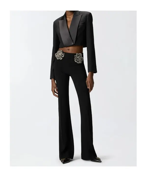 Pinko Floral-appliqué Flared Trousers