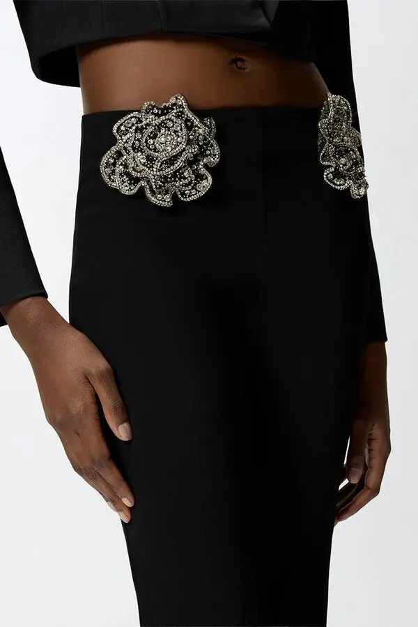 Pinko Floral-appliqué Flared Trousers