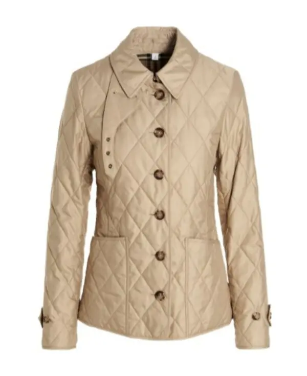 Burberry Quilted And Folded Collar Cotton Dress