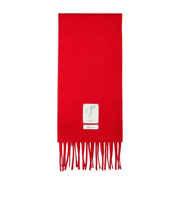 Jacquemus Fringed Logo-patch Scarf - Red