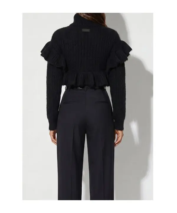 Elisabetta Franchi Ruffled Cropped Knitted Sweater