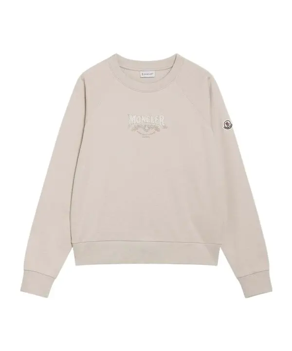 Moncler Logo Embroidered Sweatshirt - Light Beige