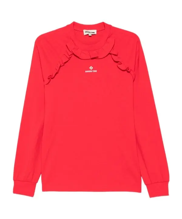 SHUSHU/TONG Ruffled Logo-embroidered T-shirt