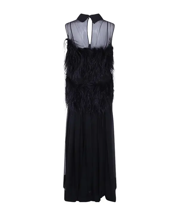 Alberta Ferretti Ethereal Silk Chiffon Feather Gown