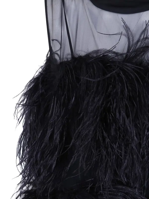 Alberta Ferretti Ethereal Silk Chiffon Feather Gown