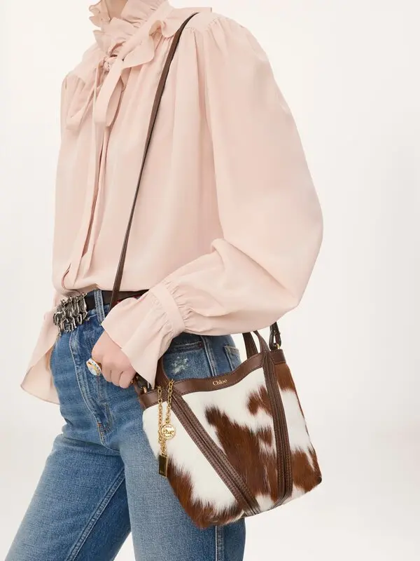 Chloé Small Spin Tote Bag In Hair-on Leather