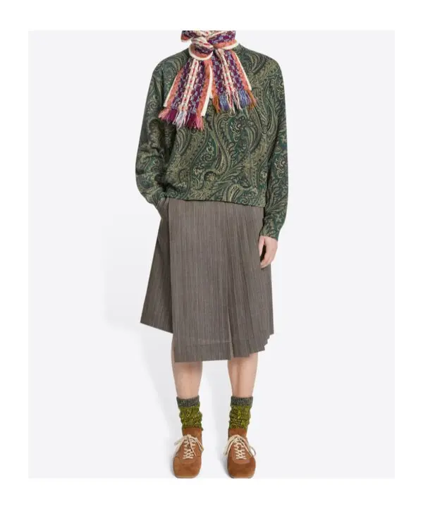 Dries Van Noten Pleated Wool Kilt