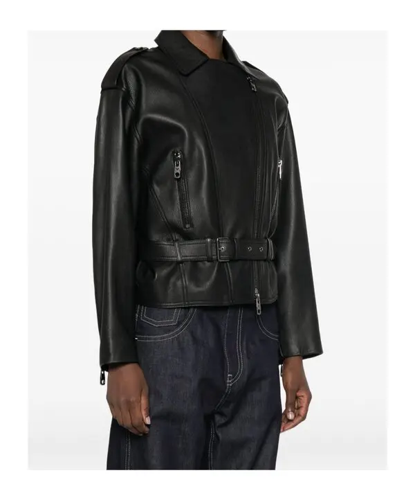 Emporio Armani Leather Jacket With A Zipper