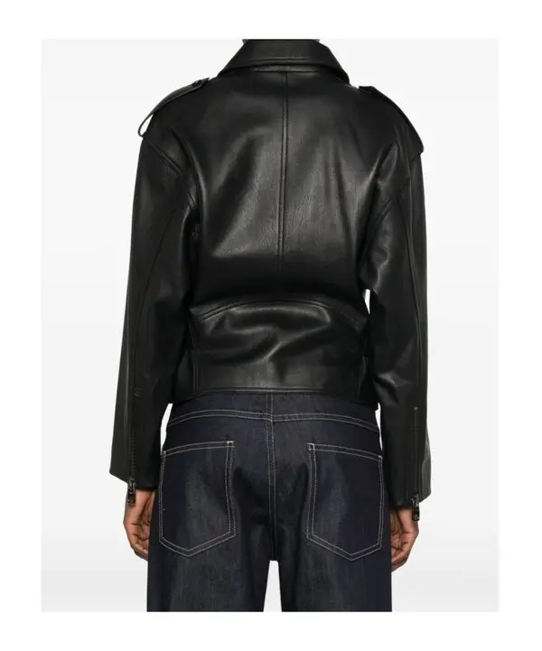 Emporio Armani Leather Jacket With A Zipper