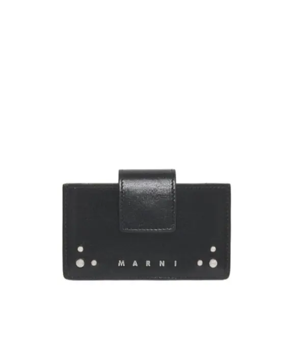 Marni Leather Card Holder With Studs