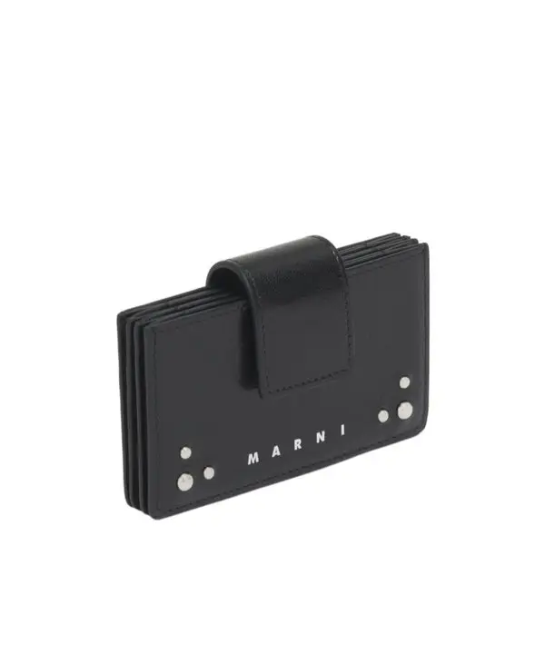 Marni Leather Card Holder With Studs