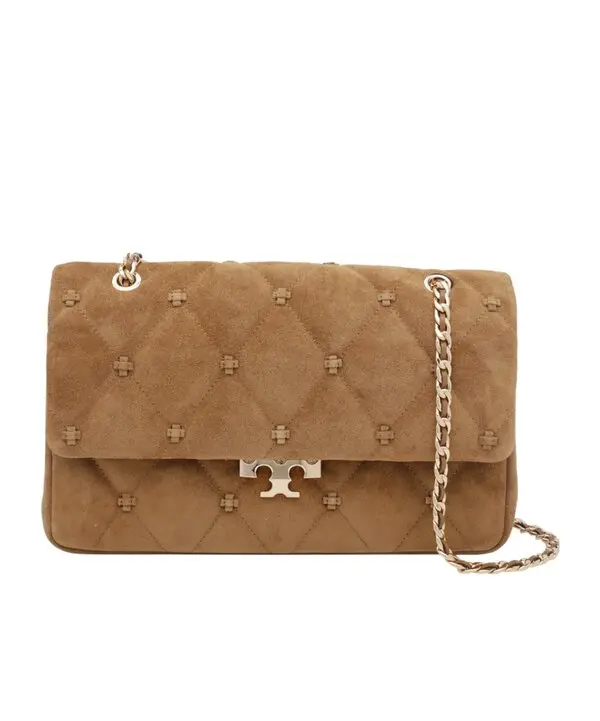 Tory Burch Bunny Knot Suede Shoulder Bag - Brown