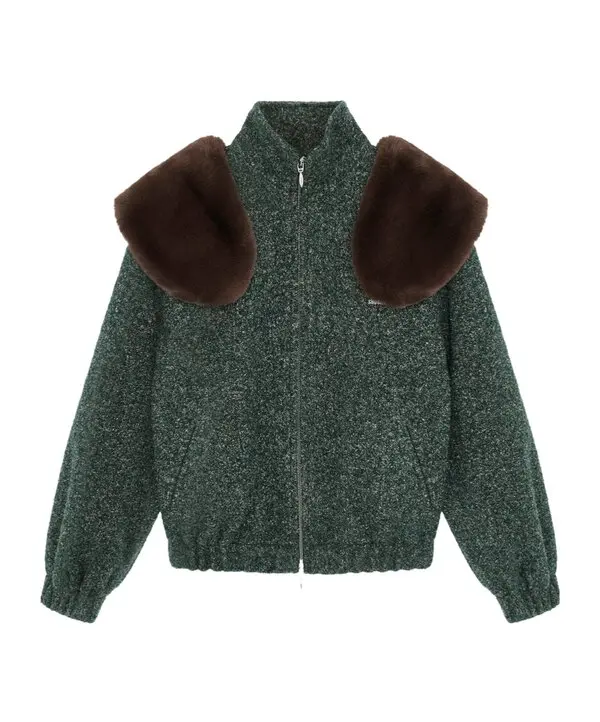 SHUSHU/TONG Faux-fur Trim Zip-up Jacket