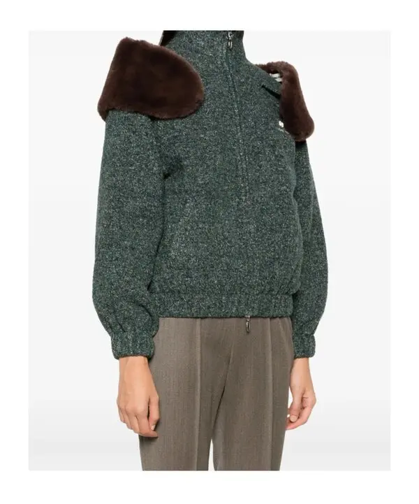 SHUSHU/TONG Faux-fur Trim Zip-up Jacket