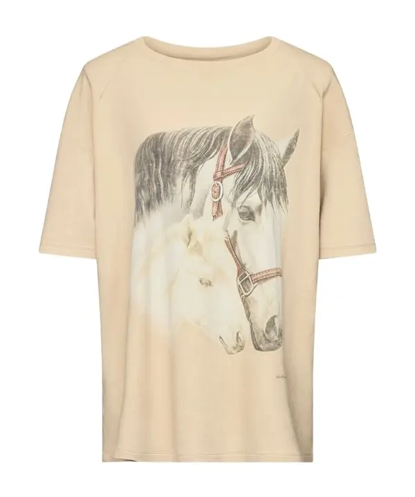 MAISON MARGIELA Oversized Horse Print T-shirt - Nude
