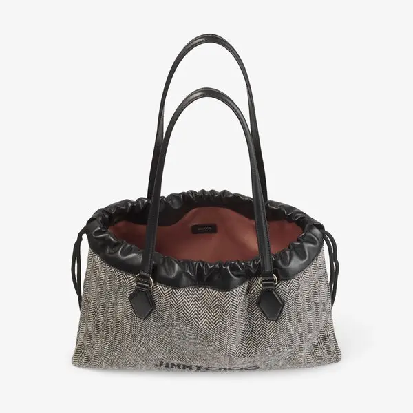 JIMMY CHOO Blended-fabric Herringbone Drawstring Shoulder Bag