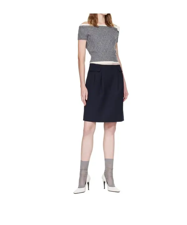 SHUSHU/TONG Pleated Skirt - Navy Blue