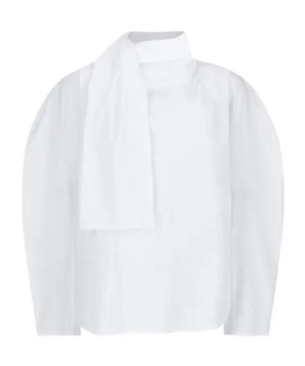 AMOMENTO Scarf-detail Long-sleeve Blouse - White