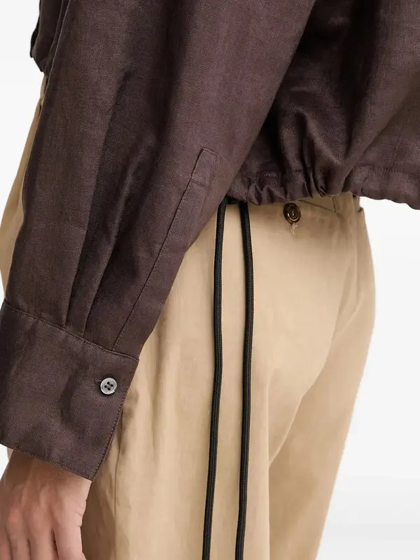 Pinko Drawstring-hem Cropped Linen Shirt