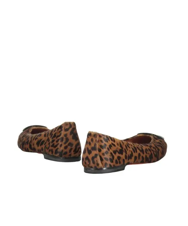 Santoni Animal-pattern Buckle Ballet Flats