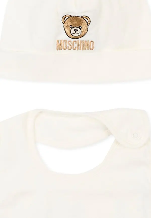Moschino モスキーノ キッズ テディベア プリント ハットビブ セット