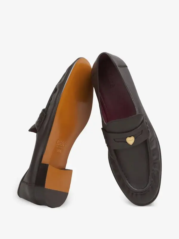 Chloé Letti Heart-motif Leather Loafers