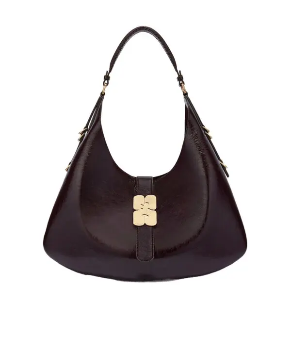GANNI Large Kat Bag In Brown Shine