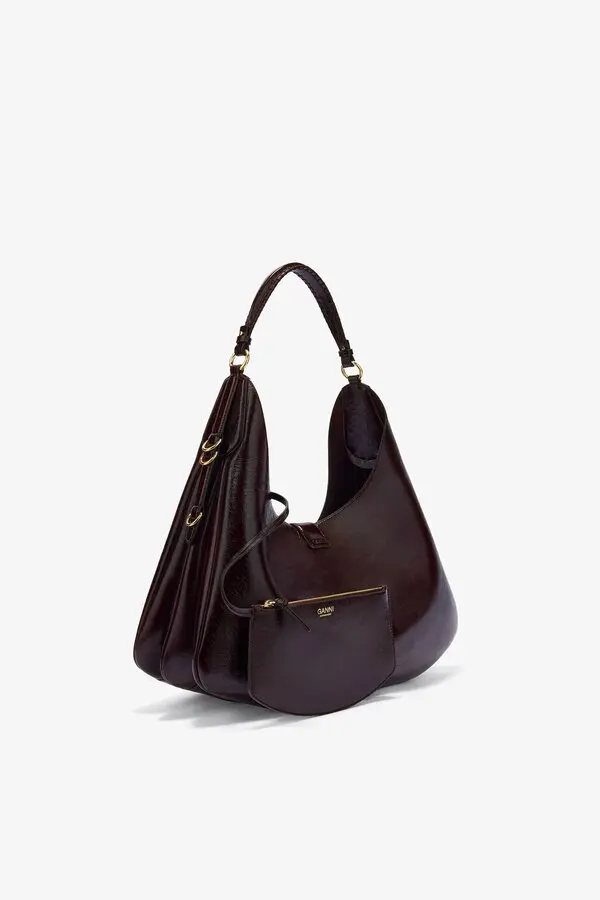 GANNI Large Kat Bag In Brown Shine