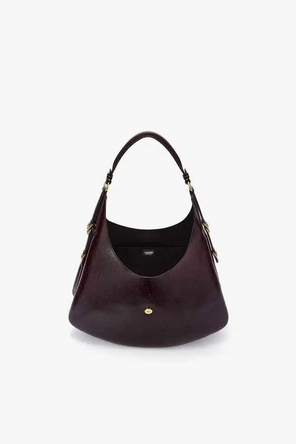 GANNI Large Kat Bag In Brown Shine
